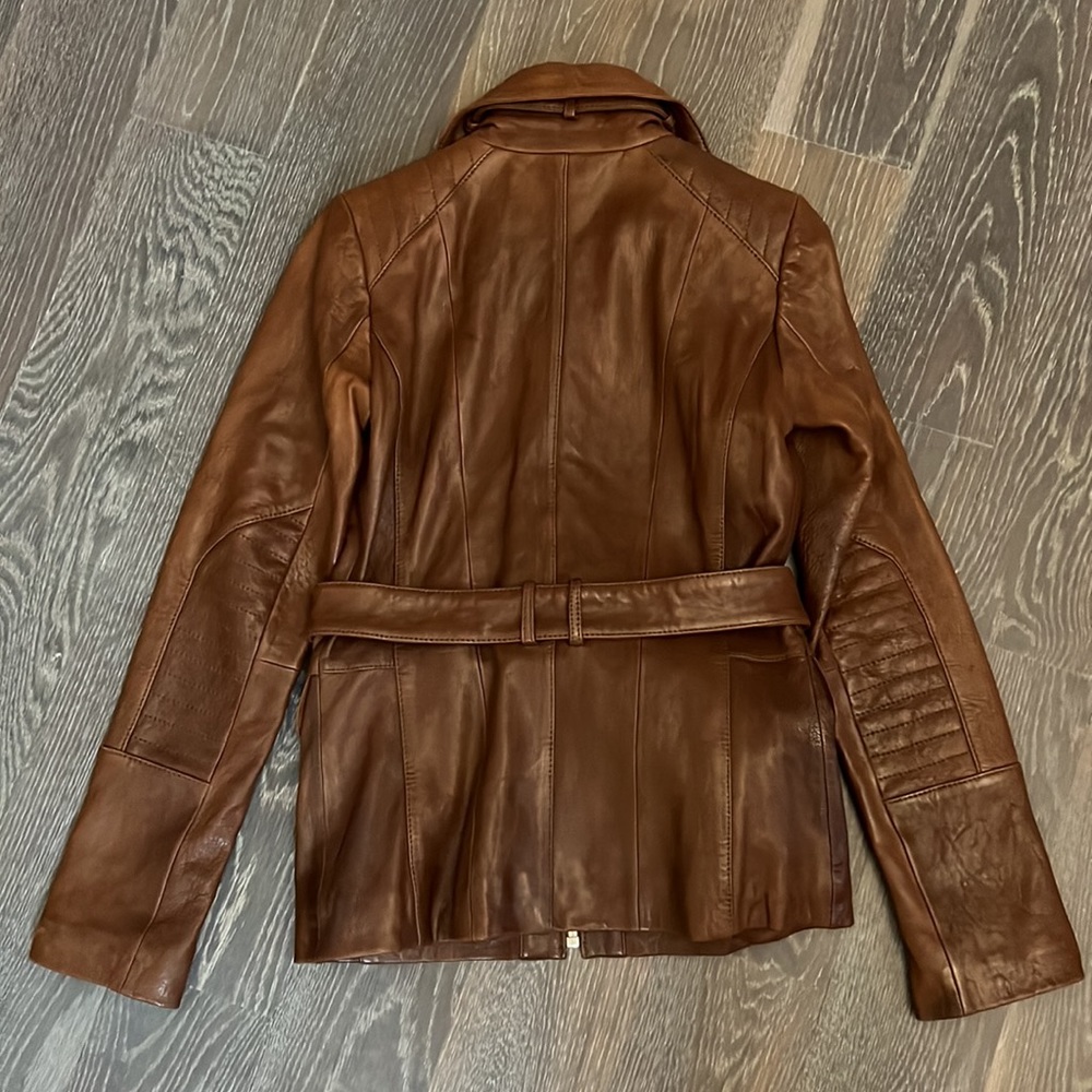 Andrew Marc Belted Genuine Leather Jacket - Gem